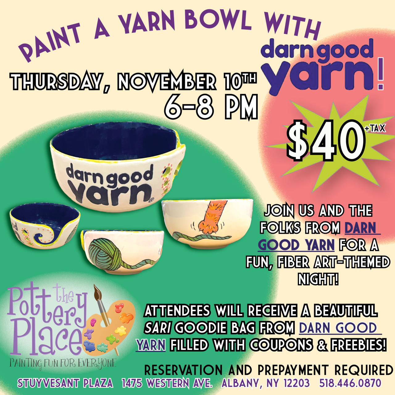 PAINT A YARN BOWL WITH…..Darn Good Yarn 16+ | The Pottery Place